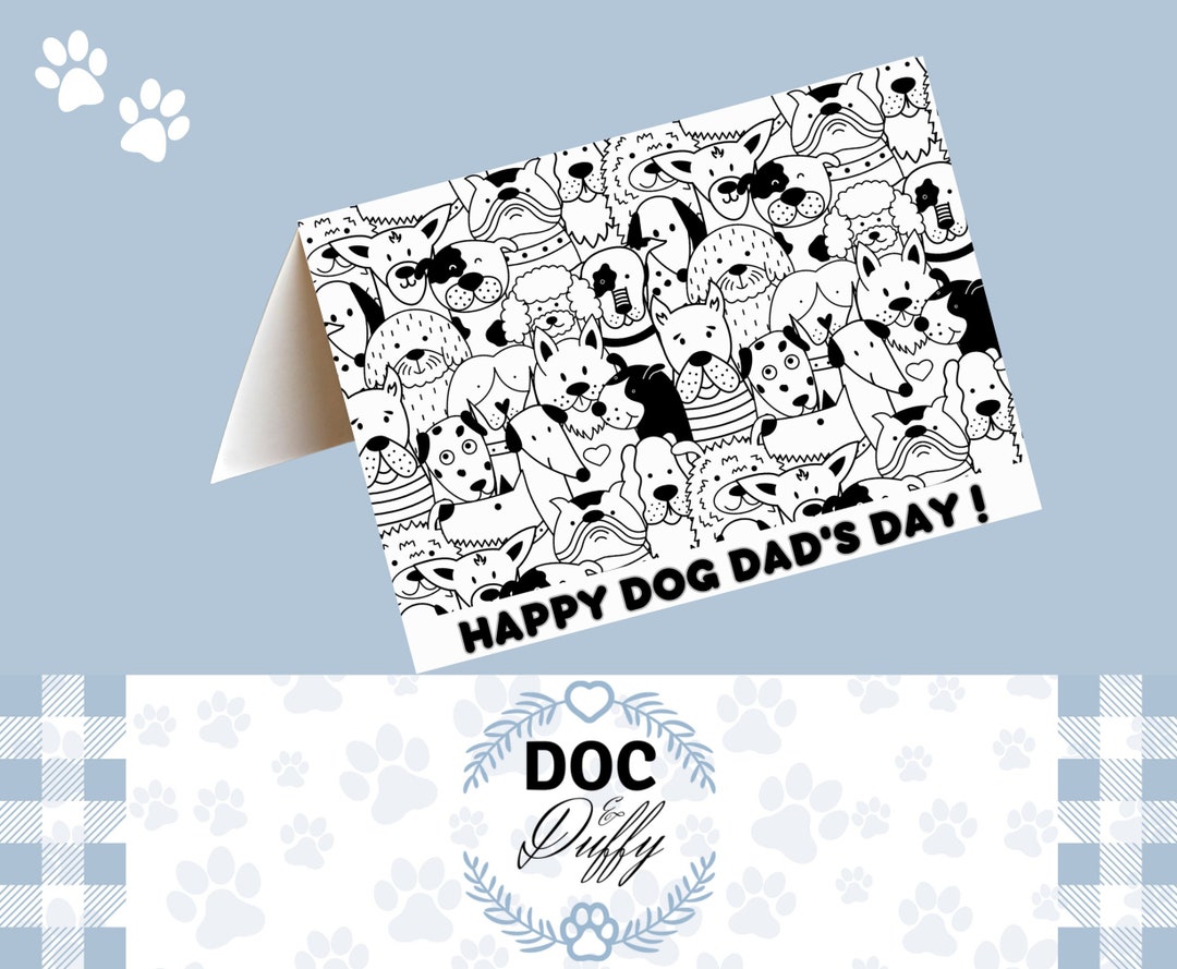 Printable Dog Dad's Day Card, Printable Fathers Day Greeting Cards, Dog ...
