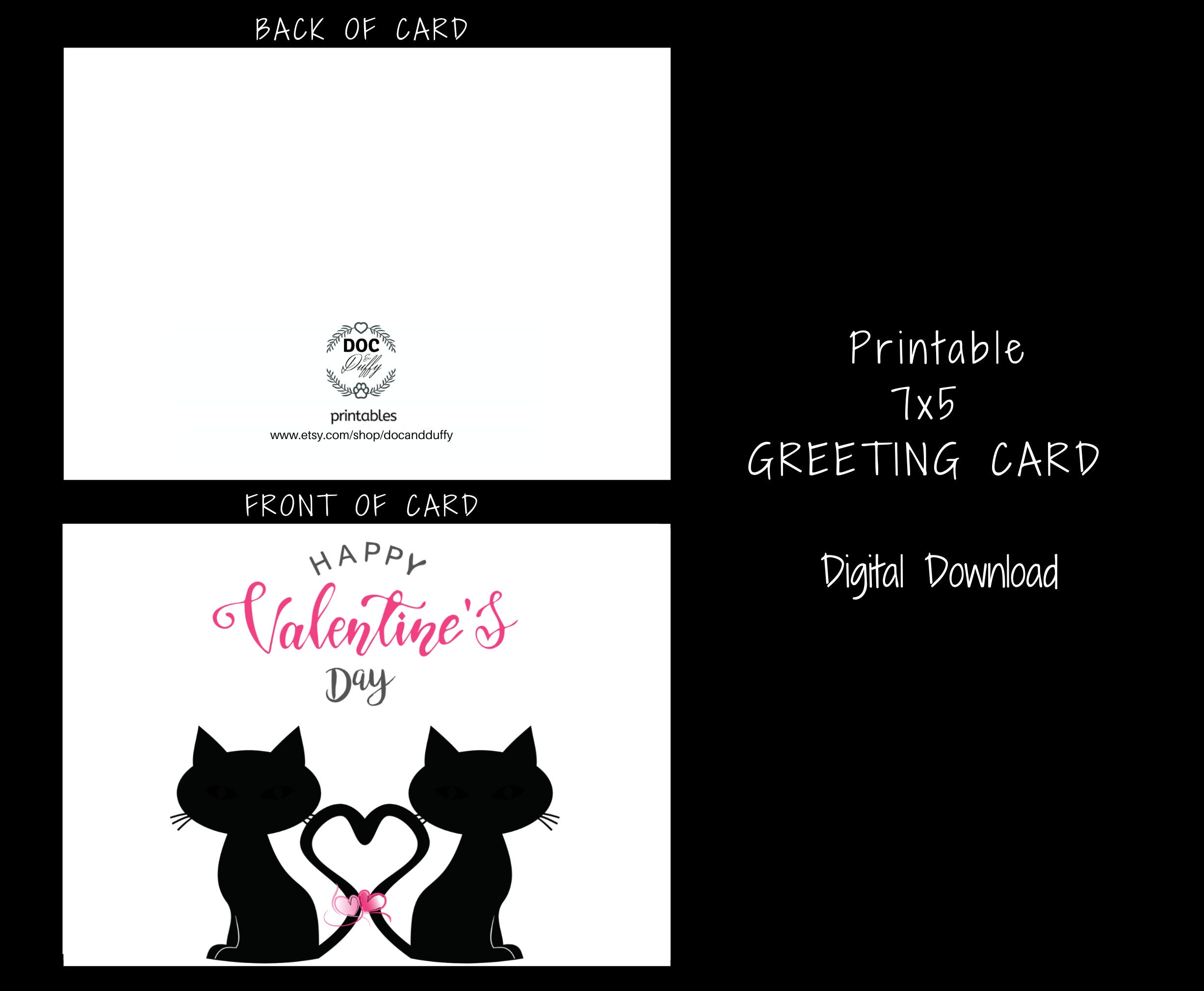 Cat Valentine's Day Card, Printable Cat Lovers Card, Card for Cat ...