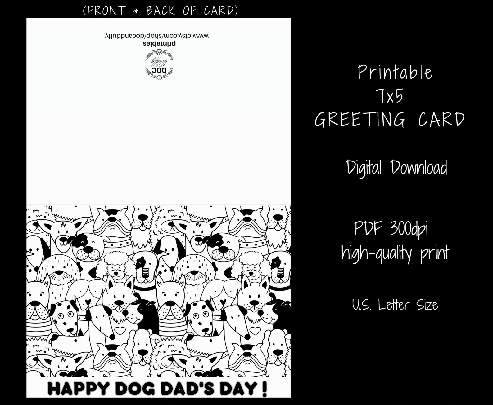 Printable Dog Dad's Day Card, Printable Fathers Day Greeting Cards, Dog ...
