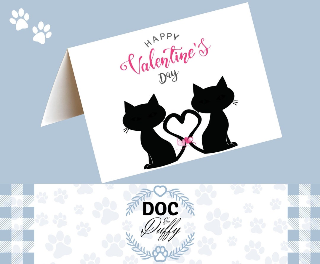 Cat Valentine's Day Card, Printable Cat Lovers Card, Card for Cat ...