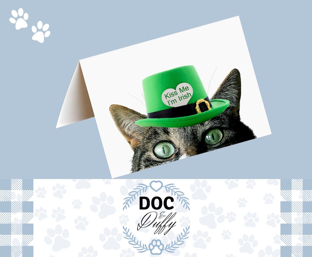 Kitty St. Patrick's Day Printable Card, Cat Lovers Card, Printable ...