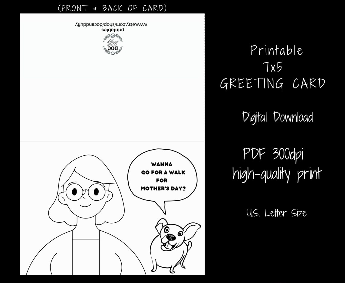 Dog Card for Mother's Day Printable Happy Mother's - Etsy