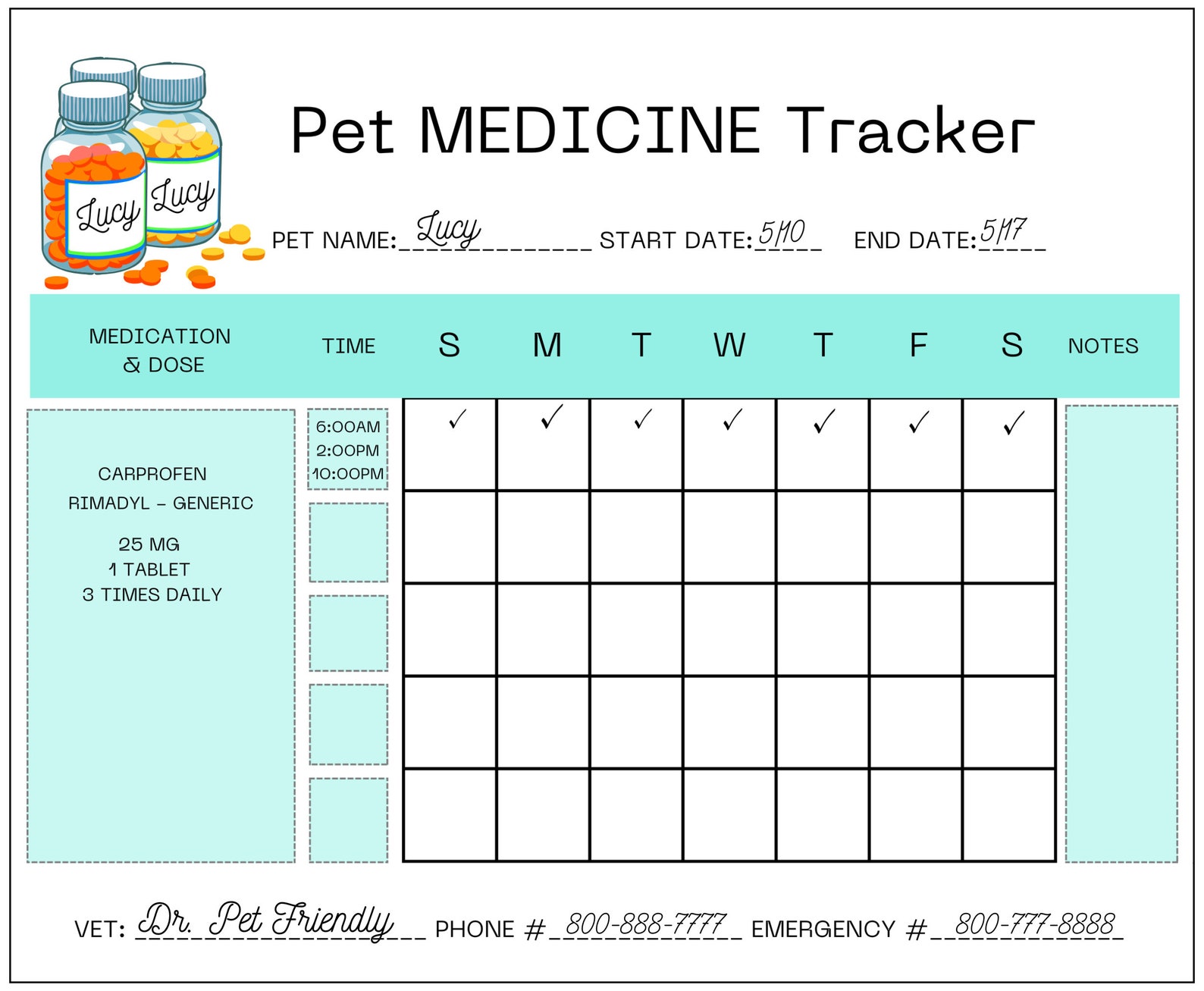 Dog Medication Tracker Printable, Cat Medication Chart, Vet Medicine ...