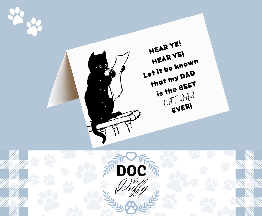 Printable Cat Dad Card, Father's Day Cat Card, From the Cat Father's ...