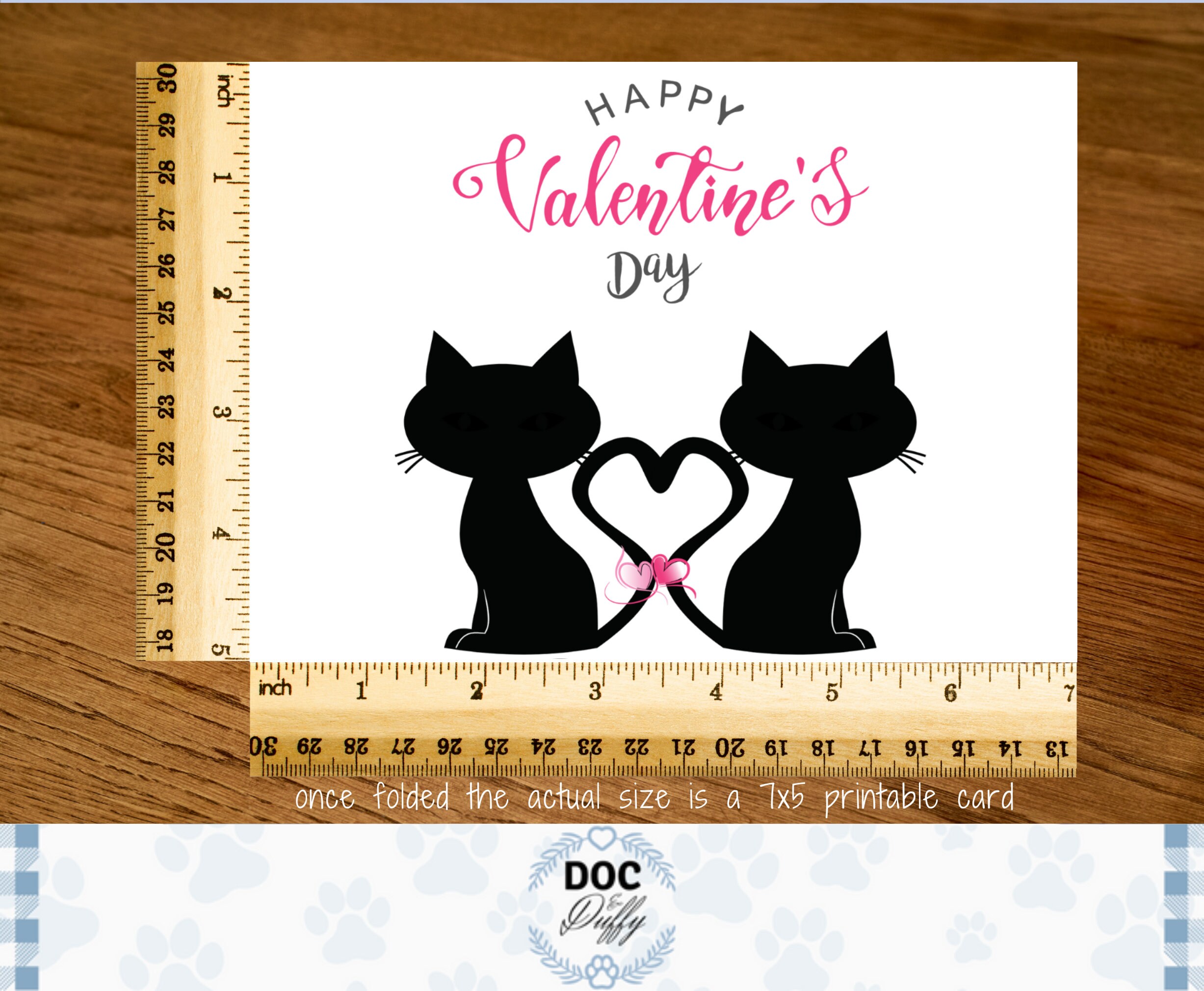 Cat Valentine's Day Card, Printable Cat Lovers Card, Card for Cat ...
