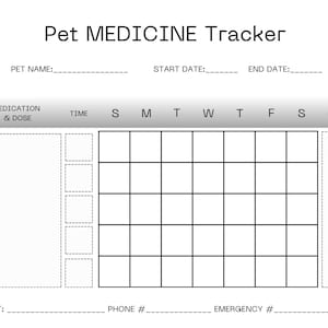 Pet Medicine Tracker, Dog Medication Tracker Printable, Cat Medication ...