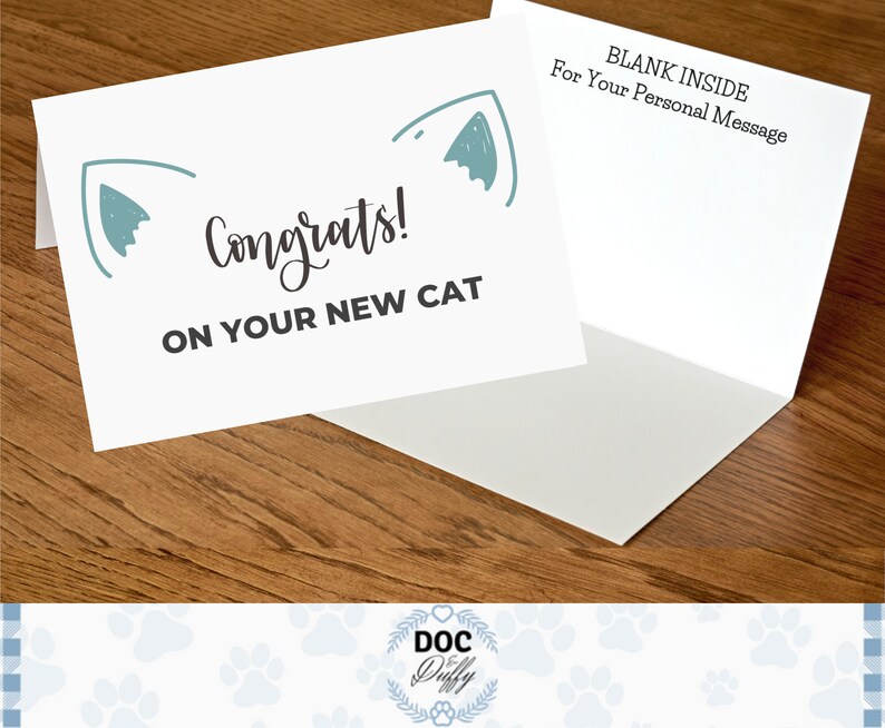 New Cat Card Printable, Cat Ears, Congrats New Cat, Greeting Cards Cat ...