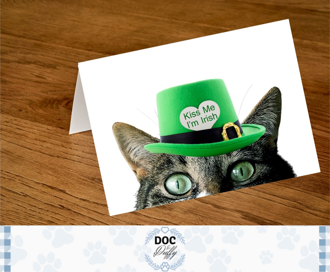 Kitty St. Patrick's Day Printable Card, Cat Lovers Card, Printable ...