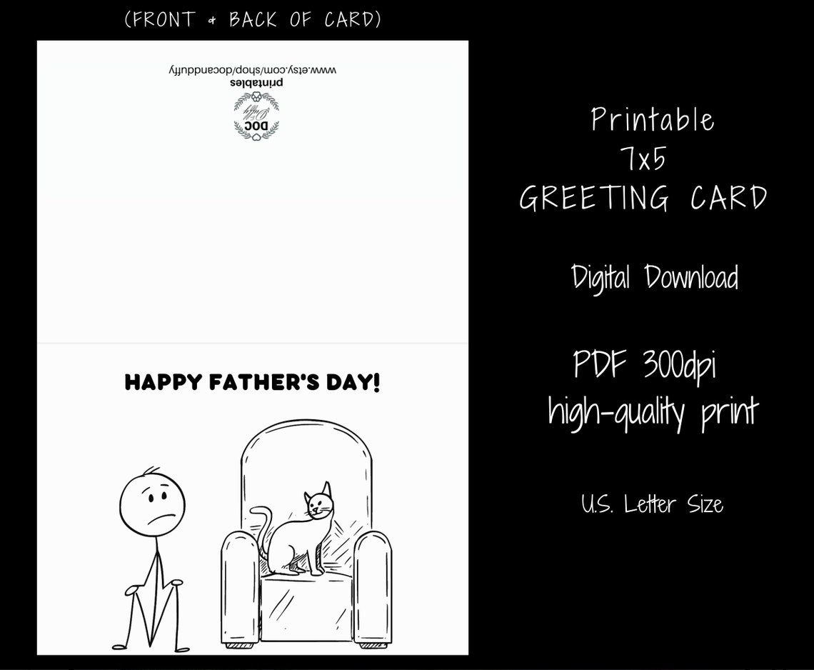 Happy Father's Day From the Cat Card, Printable Fathers Day Greeting ...