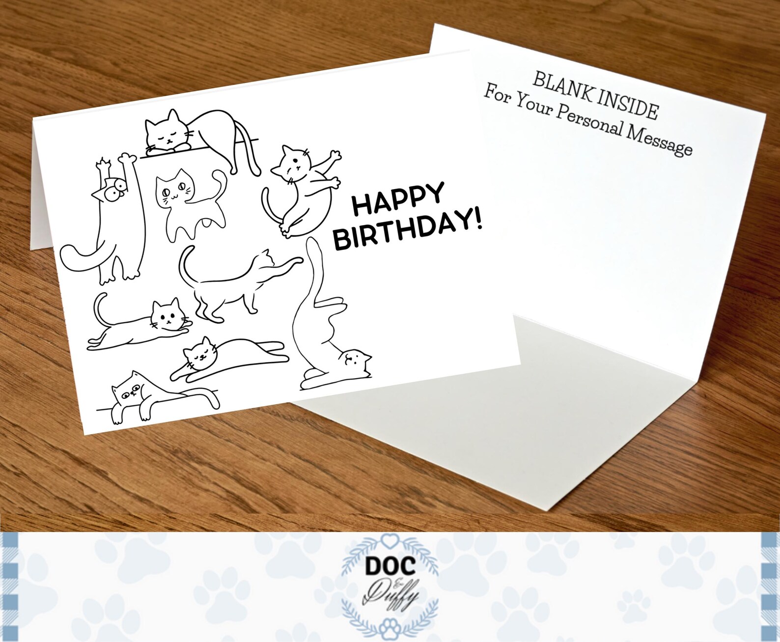 Doodle Cats Birthday Card: Printable for Cat Mom or Cat Parent, PDF ...