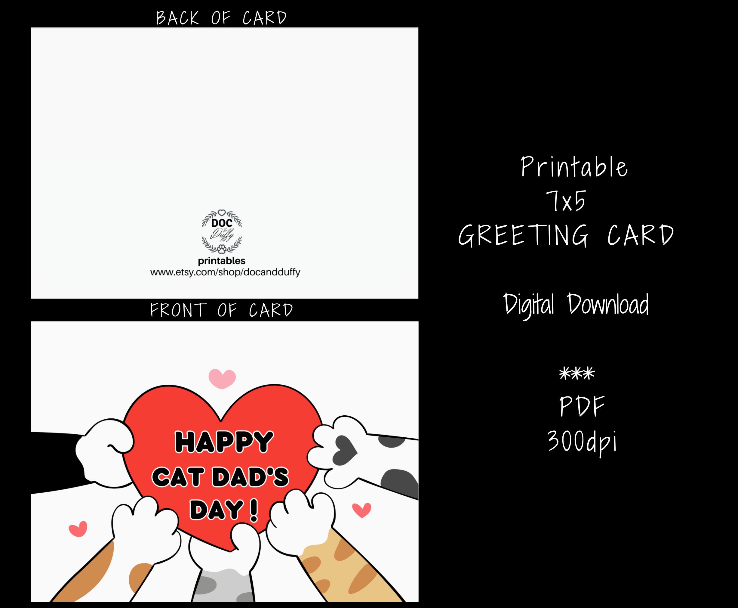 Happy Cat Dad's Day Card From the Cat, Printable Fathers Day Greeting ...