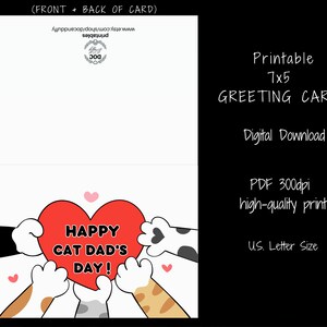 Happy Cat Dad's Day Card From the Cat, Printable Fathers Day Greeting ...