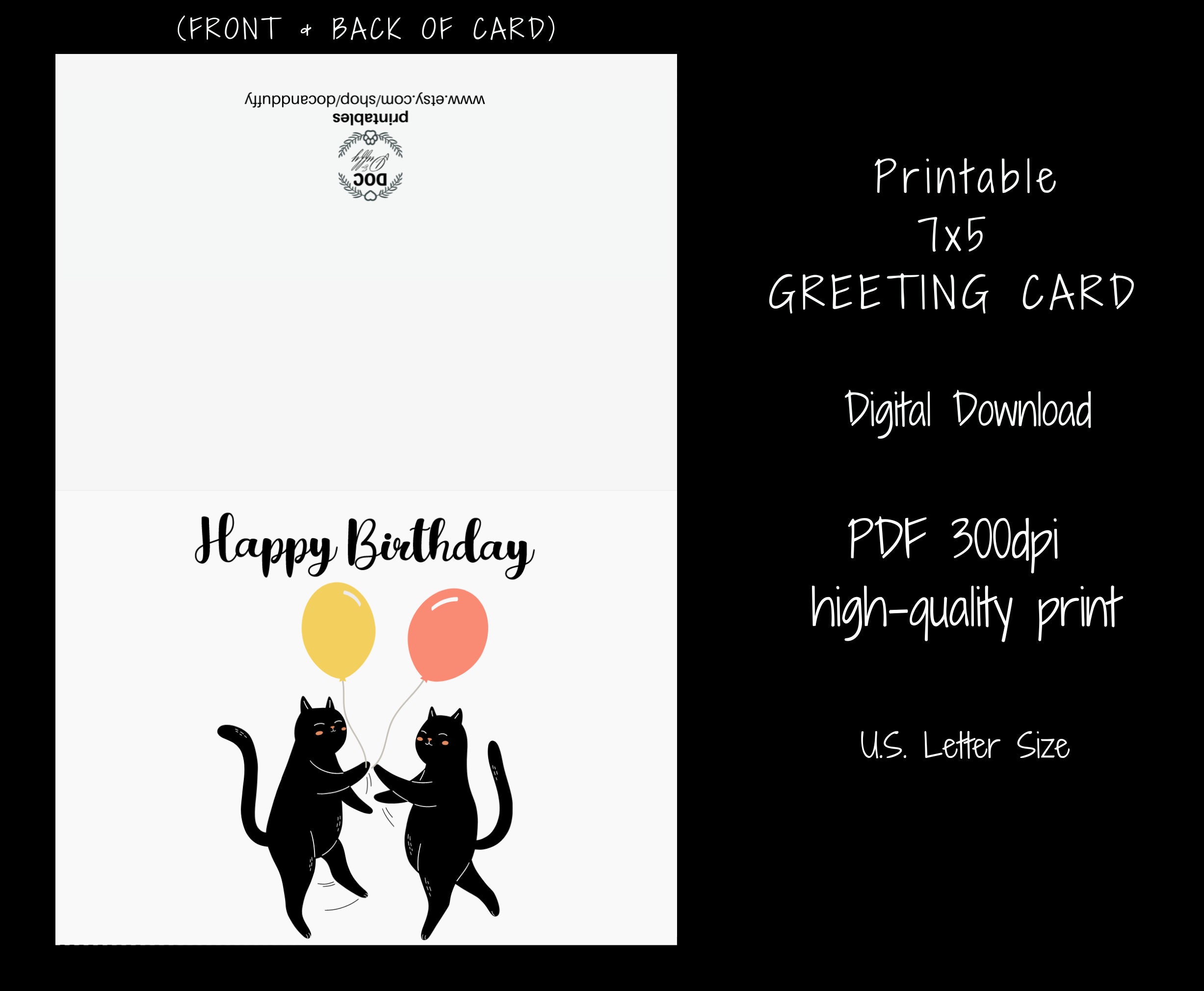 Downloadable Birthday Card Cat, Funny Cat Card, Cat Lover Card, Happy ...