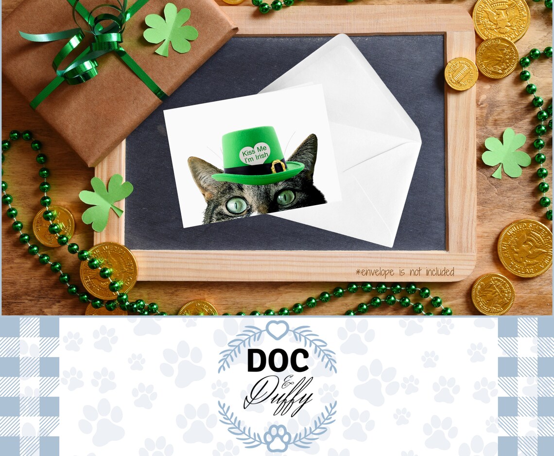 Kitty St. Patrick's Day Printable Card, Cat Lovers Card, Printable ...