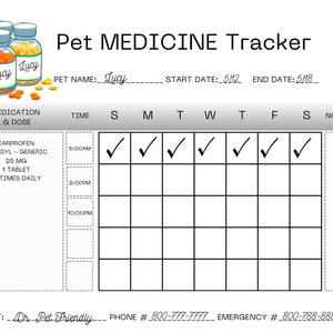 Pet Medicine Tracker, Dog Medication Tracker Printable, Cat Medication ...