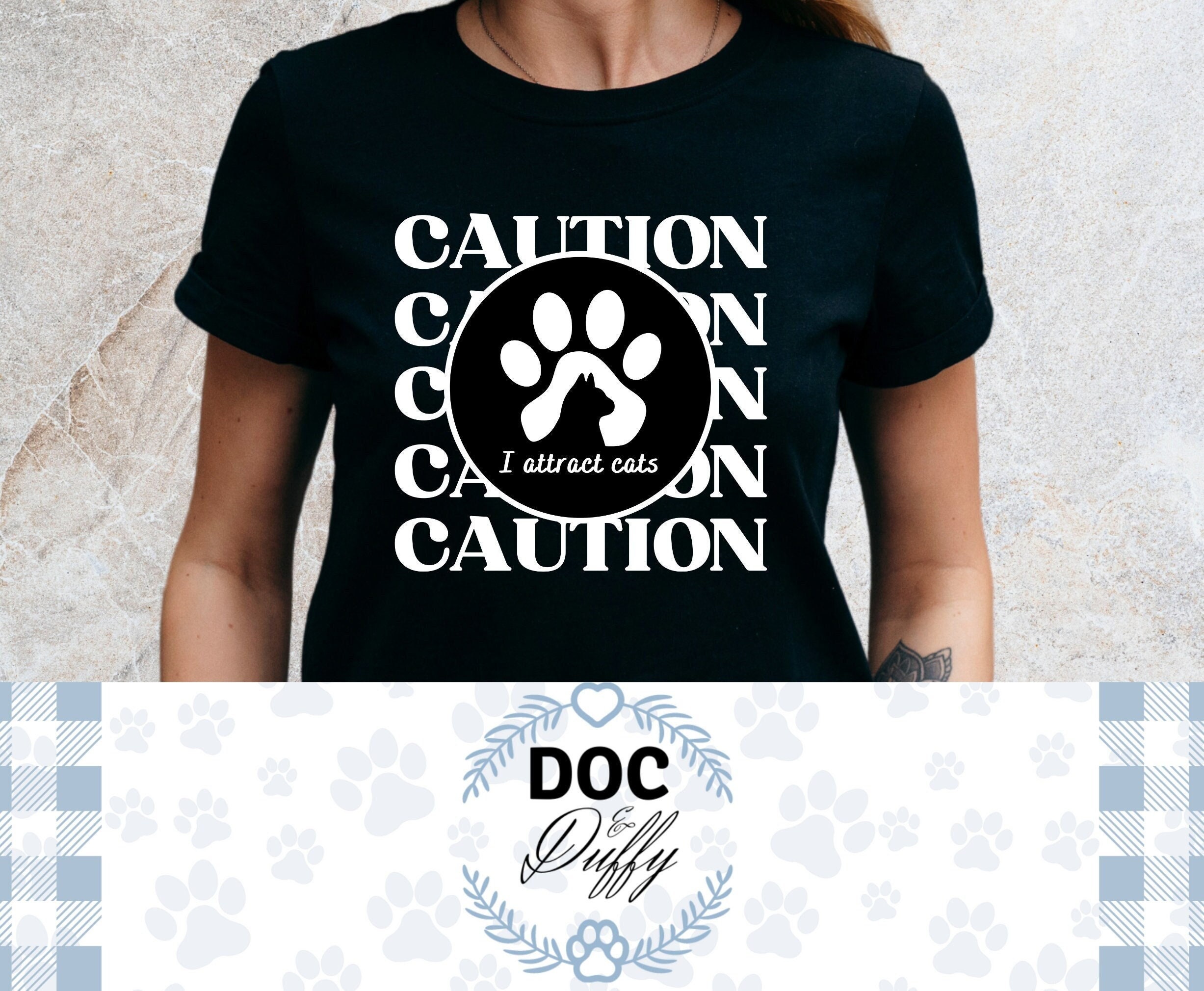 Cat Shirt CAUTION I Attract Cats, Cute Cat T Shirt Gift, Unisex for ...