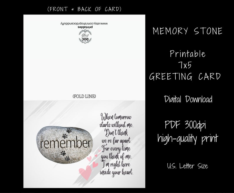 Pet Loss Memory Stone Card, Pet Loss Sympathy Card, Pet Loss Dog Card ...