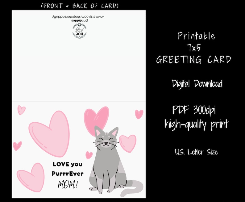 Cat Mom Mother's Day Card, From the Cat, Printable Mothers Day Greeting ...