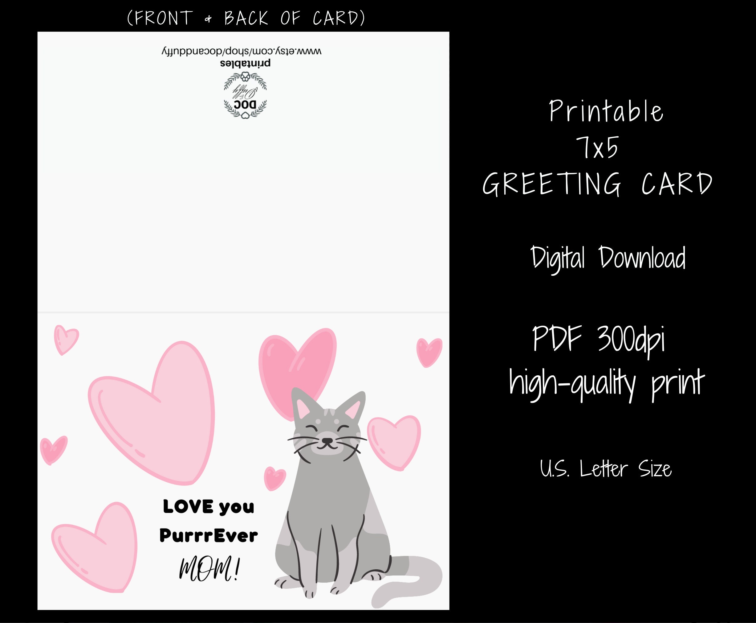 Cat Mom Mother's Day Card, From the Cat, Printable Mothers Day Greeting ...