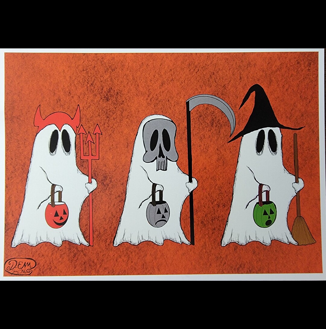 7x5 Extra Heavy Card Stock Spooky Art Print. trick or Treat. - Etsy