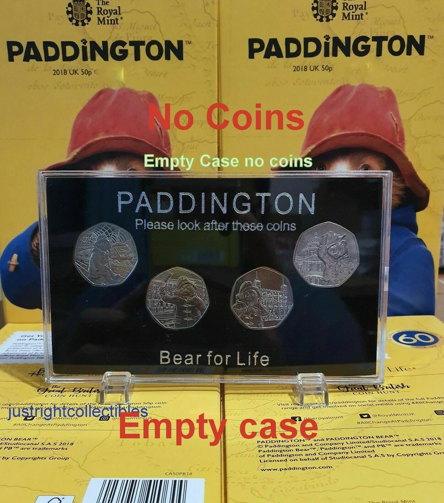 Paddington Bear 50p Display Case for All 4 Coins Station Palace Tower ...