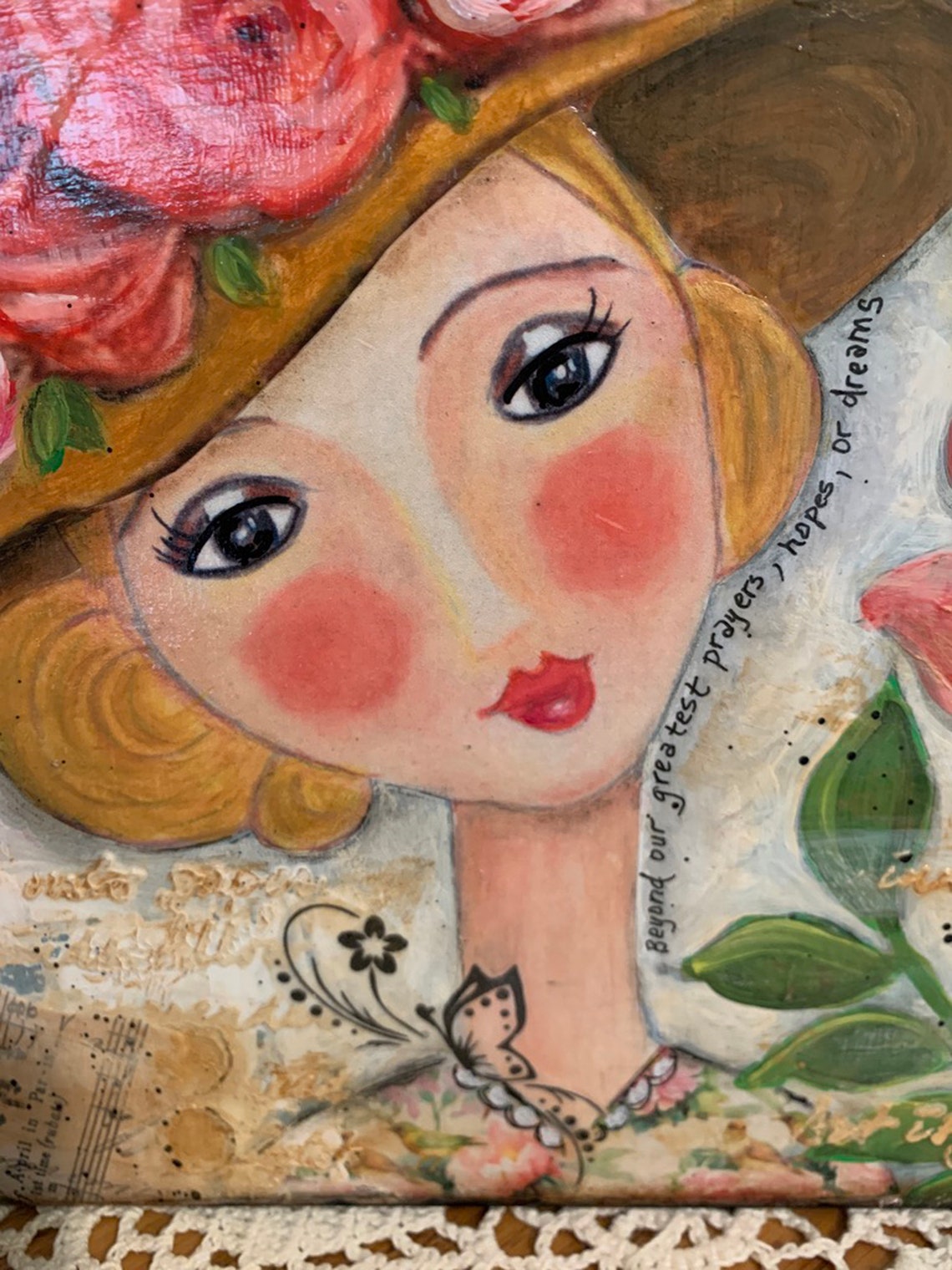 Original Mixed Media With Inspirational Quotes, "glimmers of a Rose" - Etsy