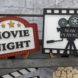 Movie Night Tiered Tray SVG / Movie Night Signs Digital Download File ...