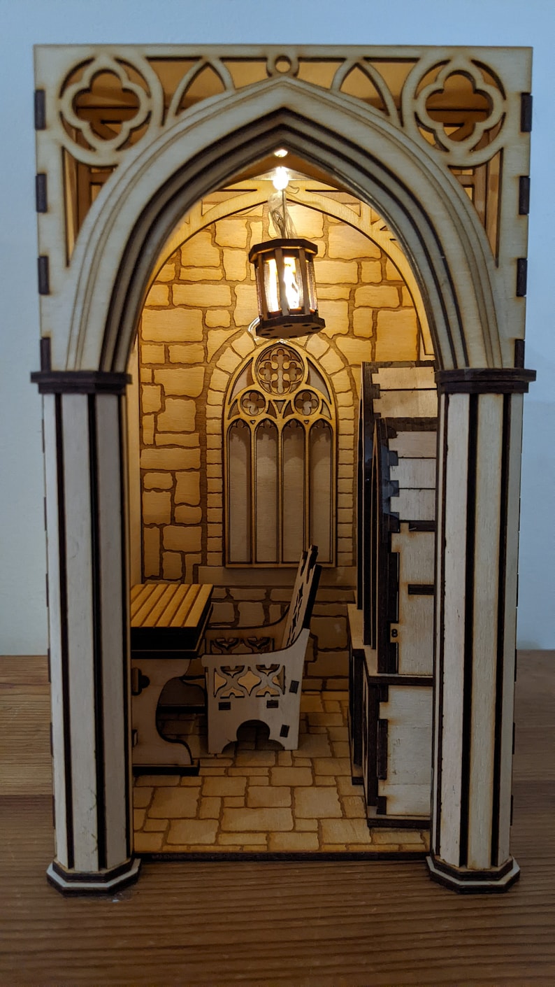 Book Nook DIY Kit, Castle Study Book Nook Kit, Book Nook Shelf Insert ...