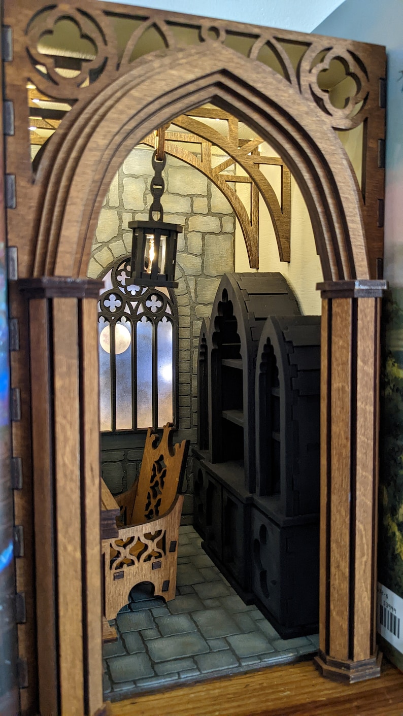 Book Nook DIY Kit, Castle Study Book Nook Kit, Book Nook Shelf Insert ...