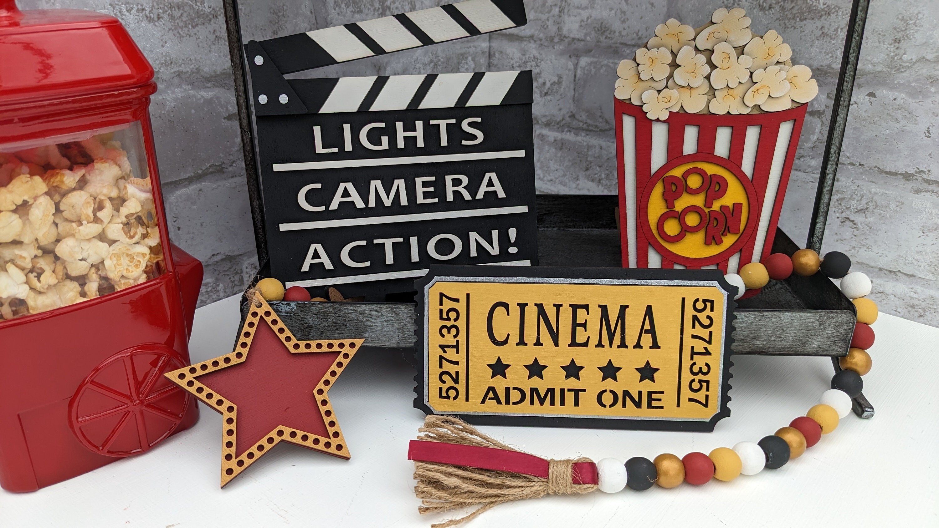 Movie Night Tiered Tray SVG / Movie Night Signs Digital - Etsy