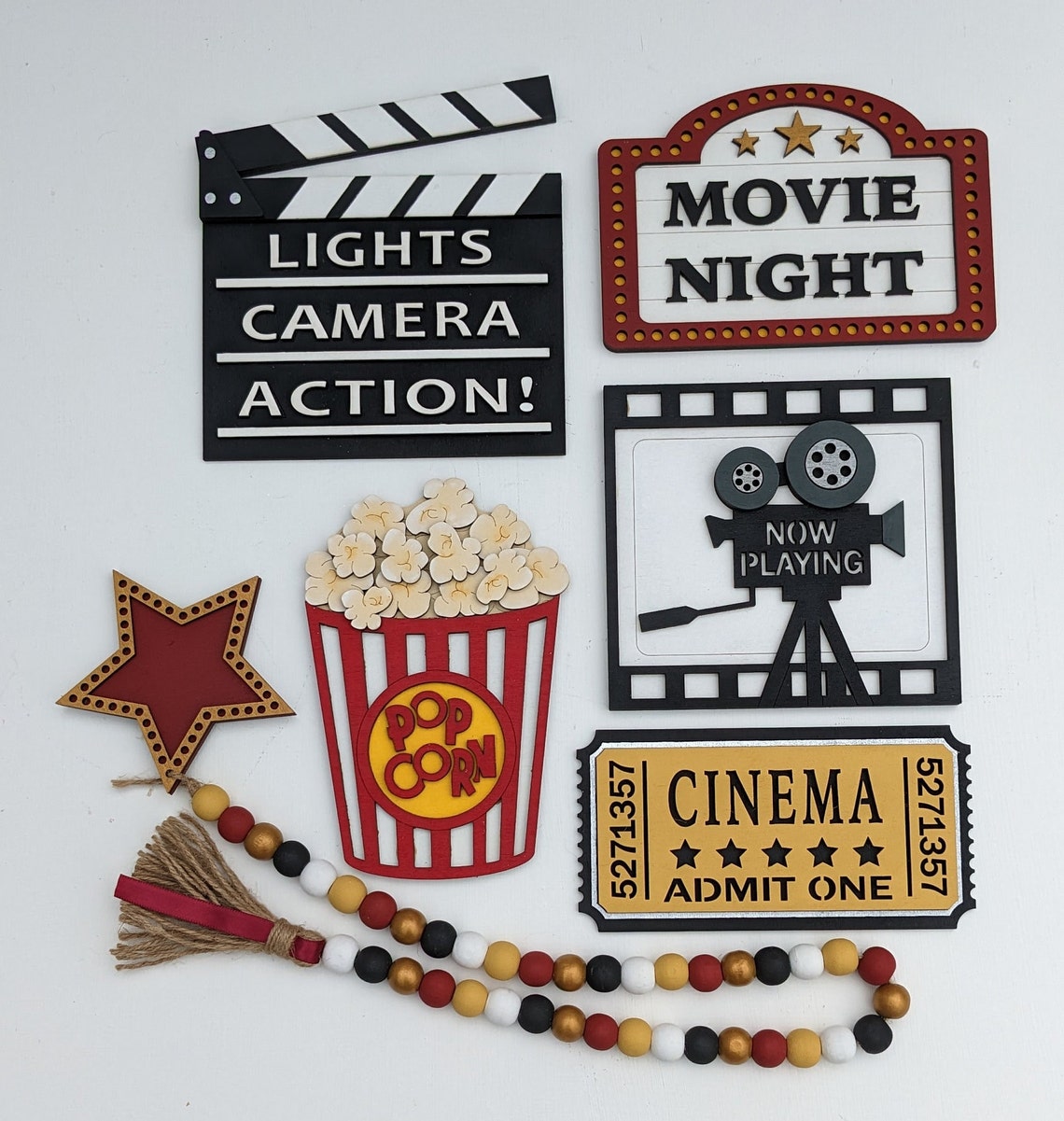 Movie Night Tiered Tray SVG / Movie Night Signs Digital Download File ...