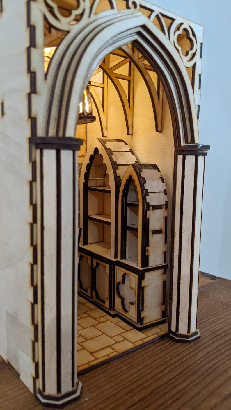 Book Nook DIY Kit, Castle Study Book Nook Kit, Book Nook Shelf Insert ...