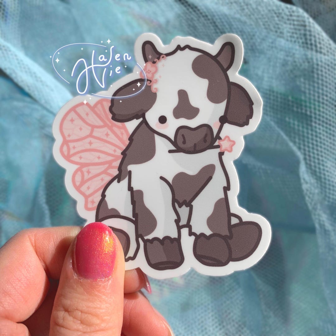 Fluffy Princess Cow Sticker / Matte Vinyl / Fairy Cow Sticker - Etsy