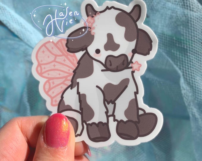 Fluffy Princess Cow Sticker / Matte Vinyl / Fairy Cow Sticker - Etsy