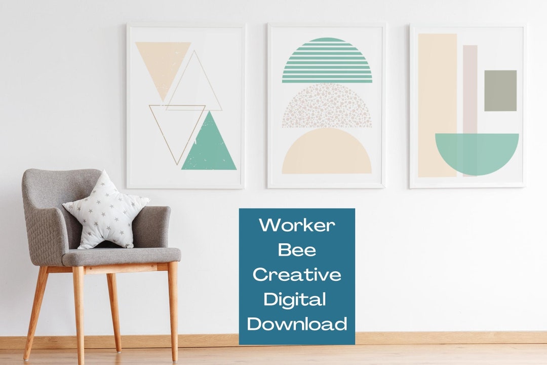 Abstract Shapes Print, Digital Download, Pastel Abstract Shapes, Pastel ...