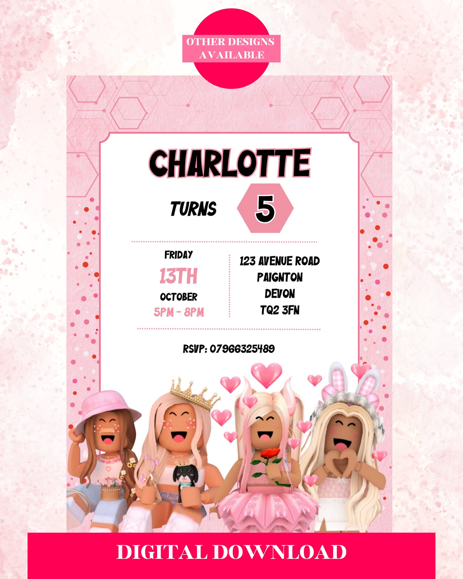 Roblox Game Party Invitation Digital Download Editable Kids Childrens ...