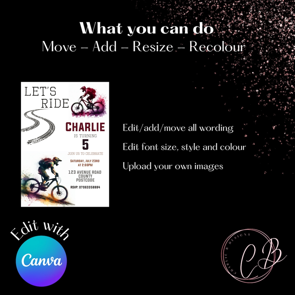 Bike Birthday Invitation, Mountain Bike Invite, 5th Birthday, Boy ...