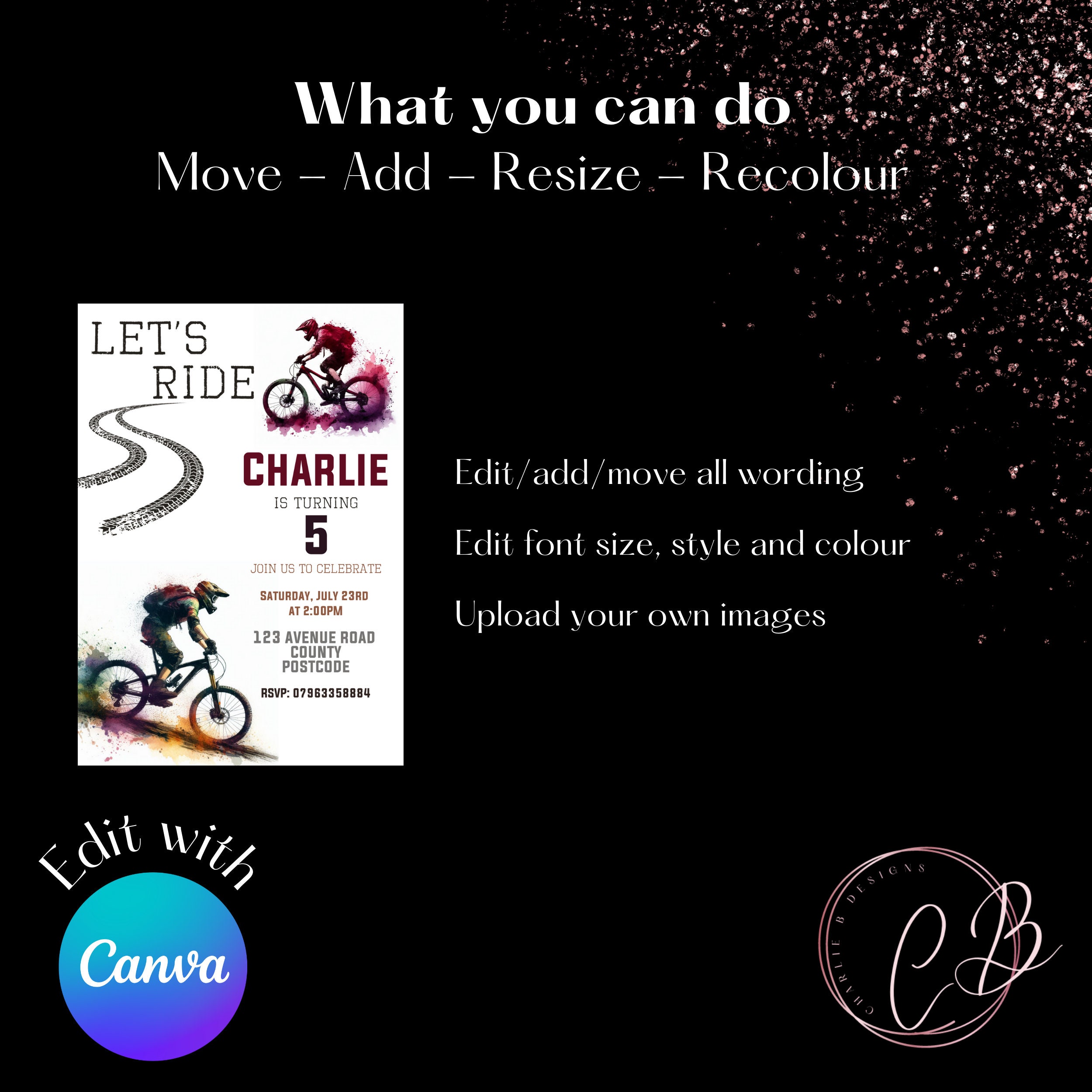 Bike Birthday Invitation, Mountain Bike Invite, 5th Birthday, Boy ...