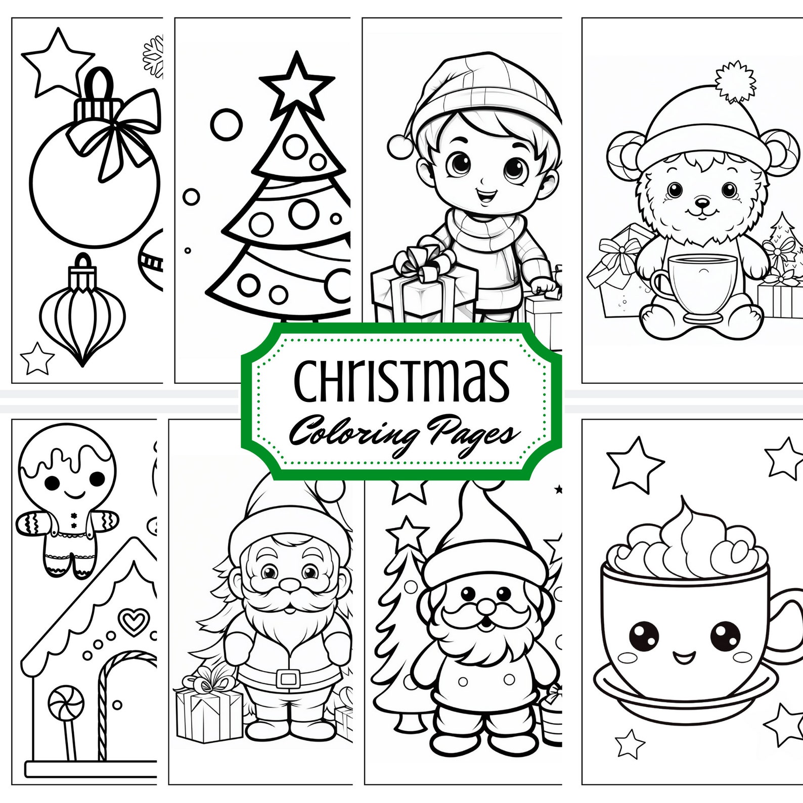 Kids Christmas Coloring Book Colouring Pages Instant Download Printable ...