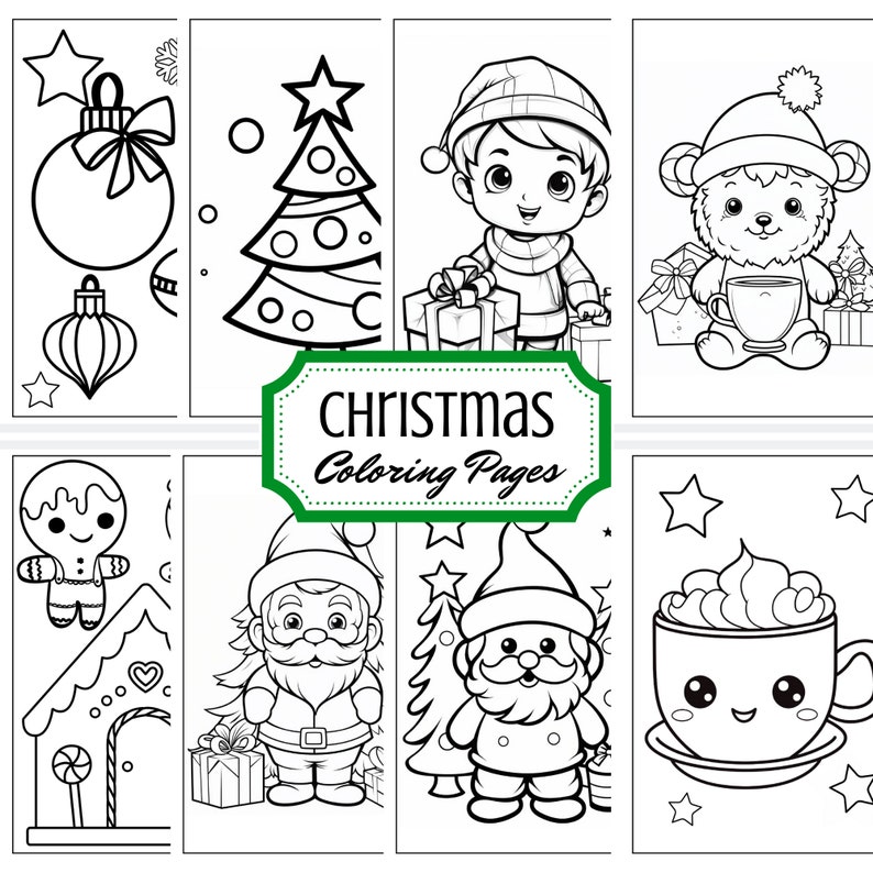 Kids Christmas Coloring Book Colouring Pages Instant Download Printable ...