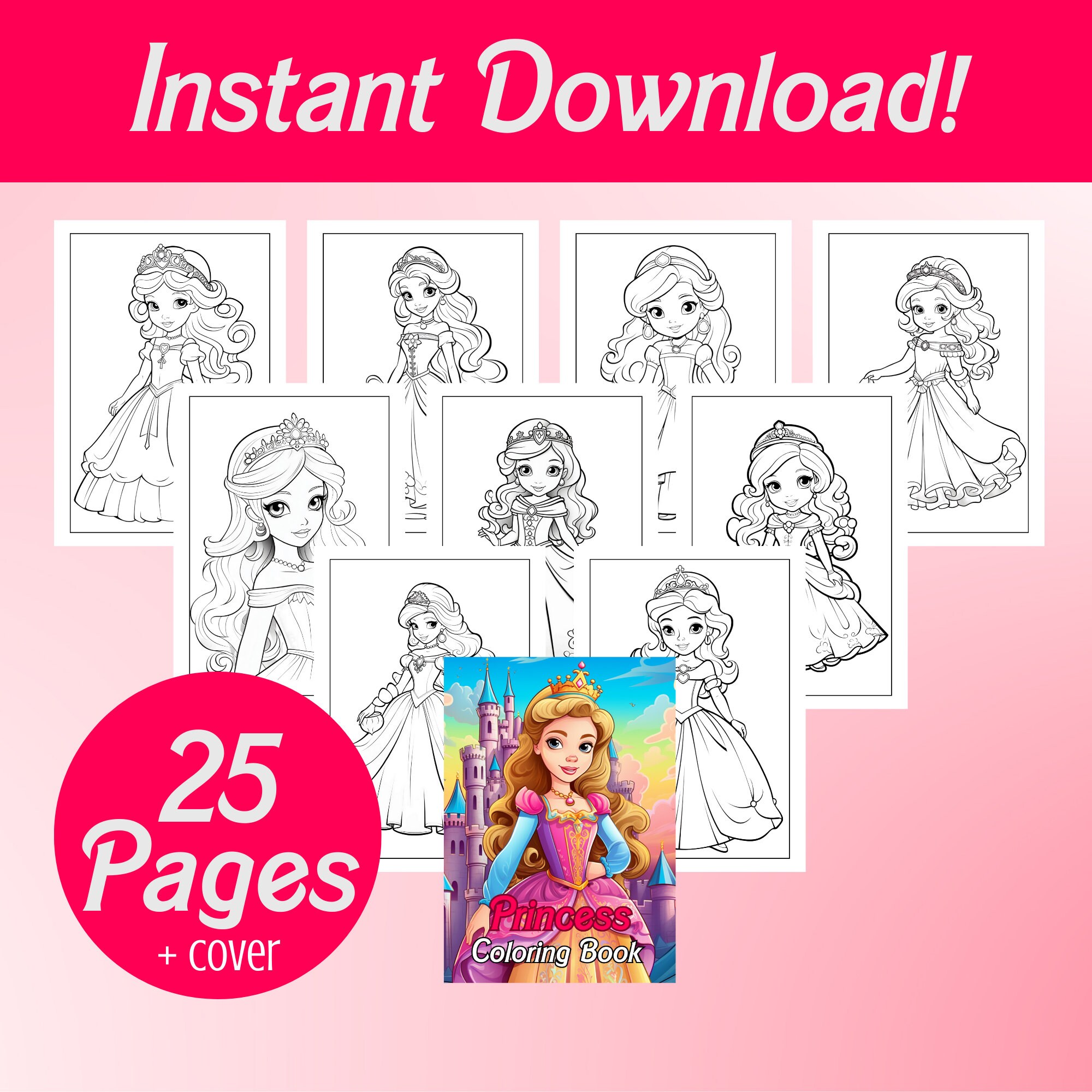 Princess Colouring Book | Adults | Kids | Instant Download | Printable ...