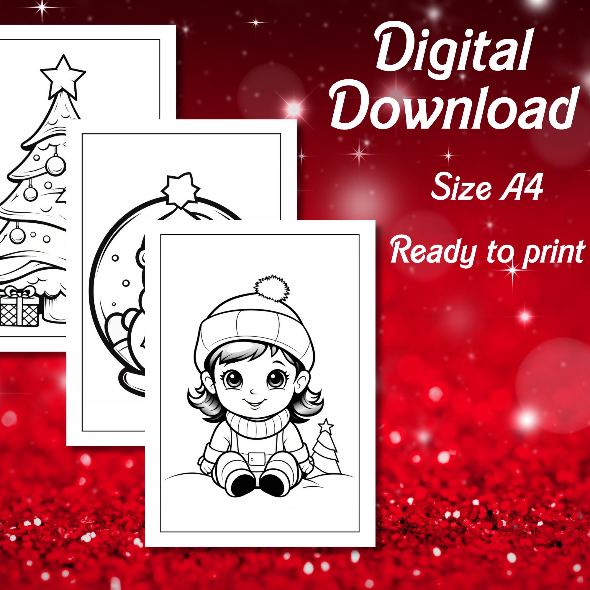 Kids Christmas Coloring Book | Colouring Pages | Instant Download ...