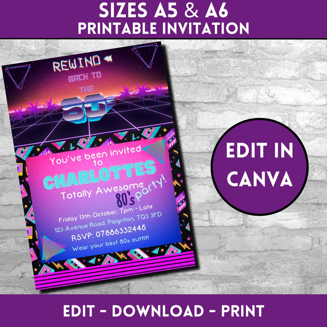 80s Party Invitation | Back to the 80s | Throwback Party | House Party ...