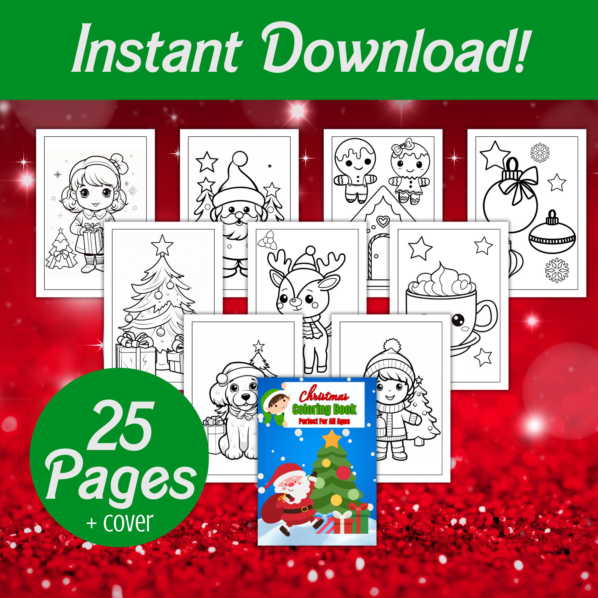 Kids Christmas Coloring Book | Colouring Pages | Instant Download ...