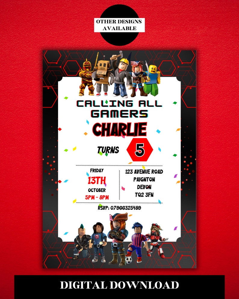 Roblox Party Invitation Digital Download Editable Invite - Etsy