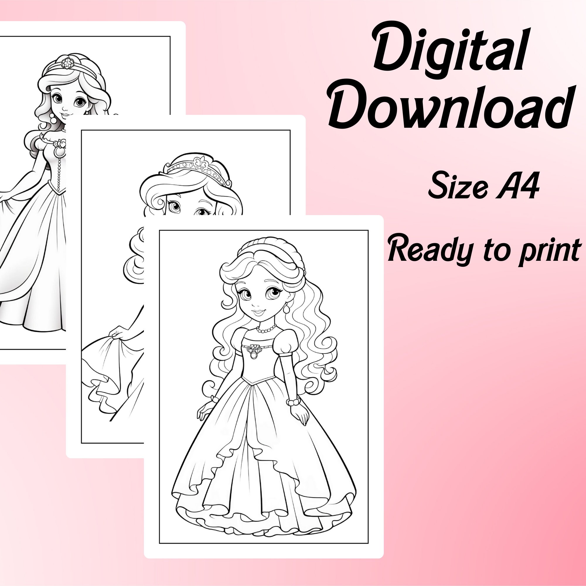 Princess Colouring Book | Adults | Kids | Instant Download | Printable ...