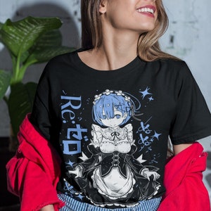 Rem Re Zero T-shirt,cute Re Zero Ram,subaru,japanese,manga Graphic Tee ...