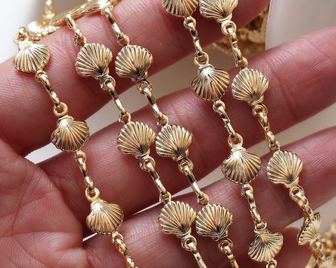 39.3inch Brass Shell Shape Chains, Dainty Chain Making Necklace ...