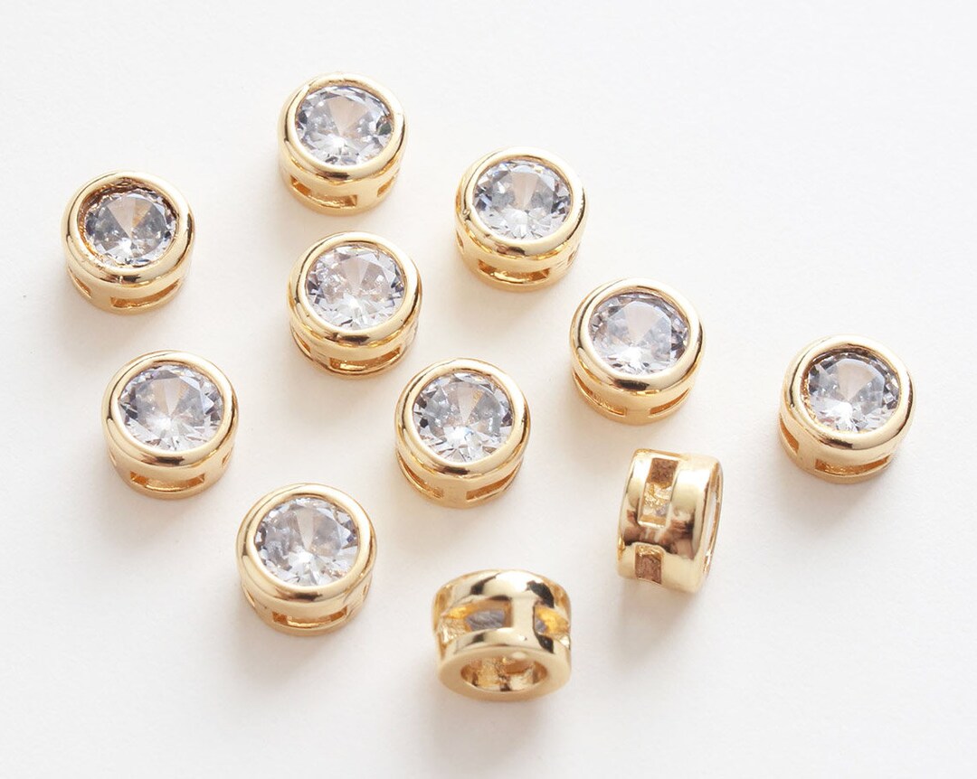 10PCS Small Round CZ Charms Pendants Dainty Round Cubic - Etsy