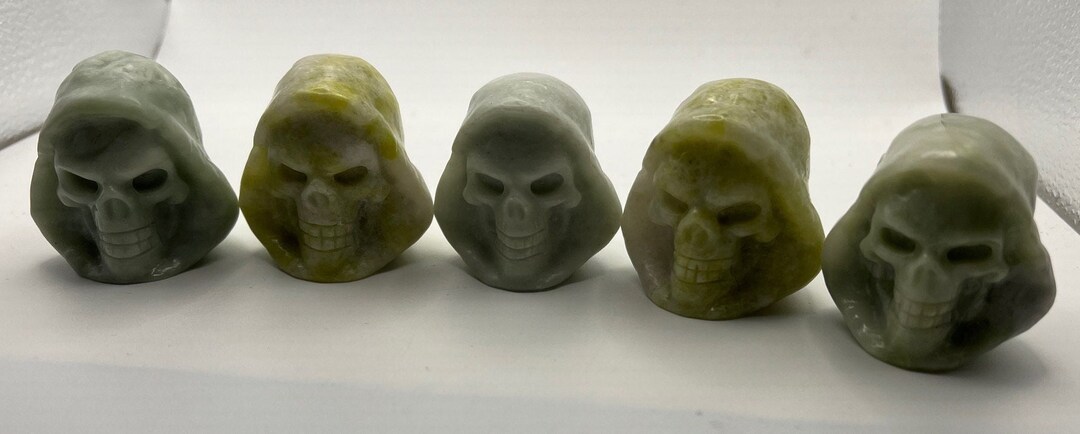 Natural Stone Jade Hooded Skulls - Great for Halloween - Etsy